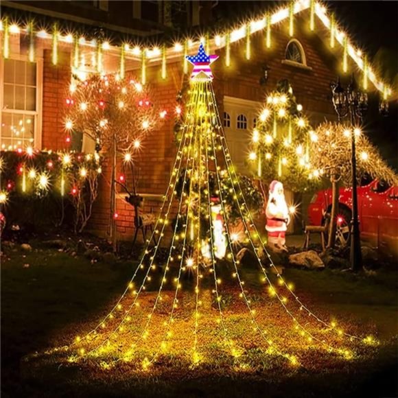 Holiday | Christmas Decorations Outdoor 8 Modes Waterfall Lights Icicle ...